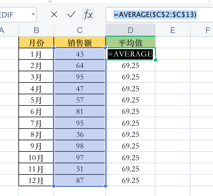 Excel绘制带平均线的条形图，每月对比一目了然 正数办公